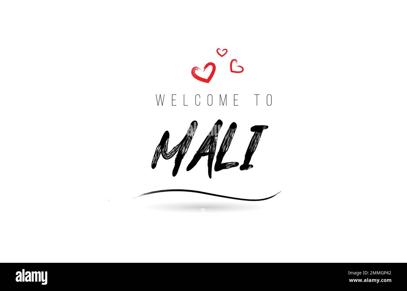 Welcome to MALI country text typography with red love heart and black ...