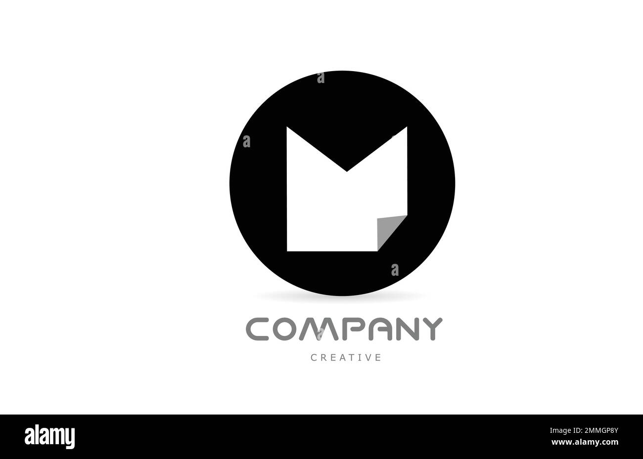 M black and white geometric alphabet letter logo icon design with ...