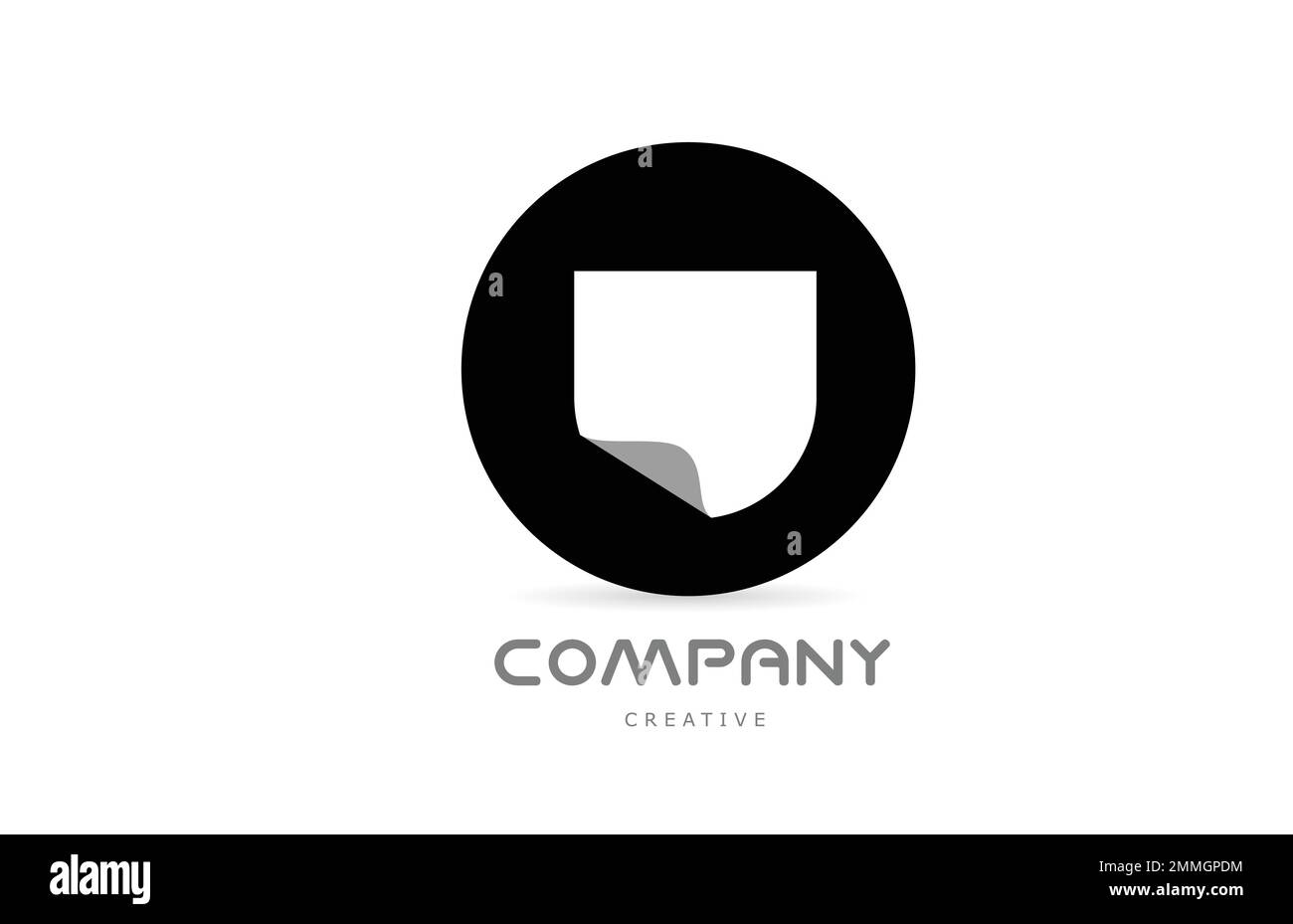 U black and white geometric alphabet letter logo icon design with ...