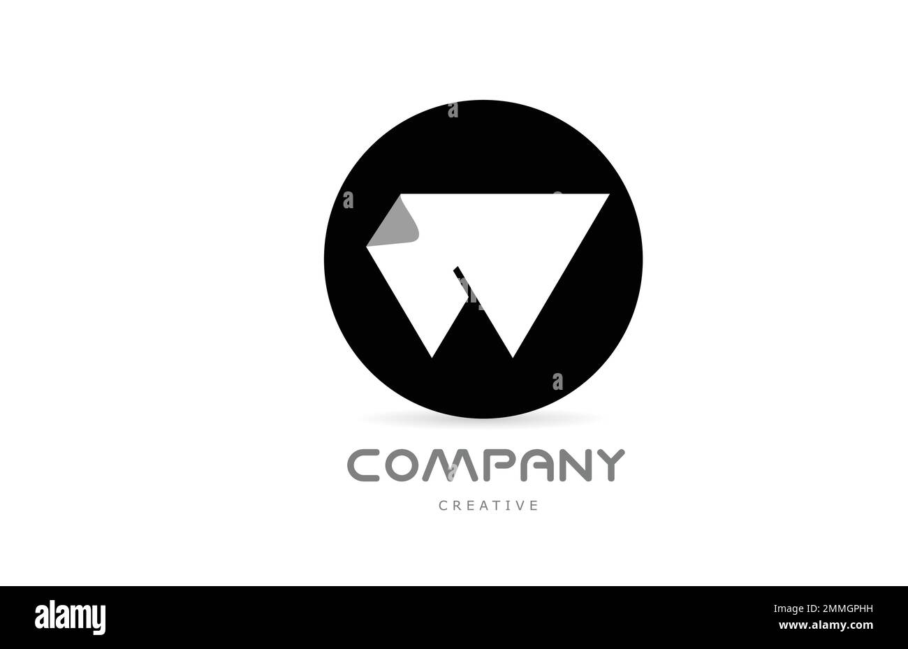 W black and white geometric alphabet letter logo icon design with ...