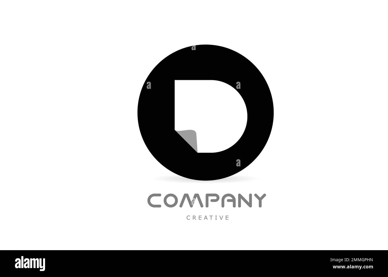 D black and white geometric alphabet letter logo icon design with ...