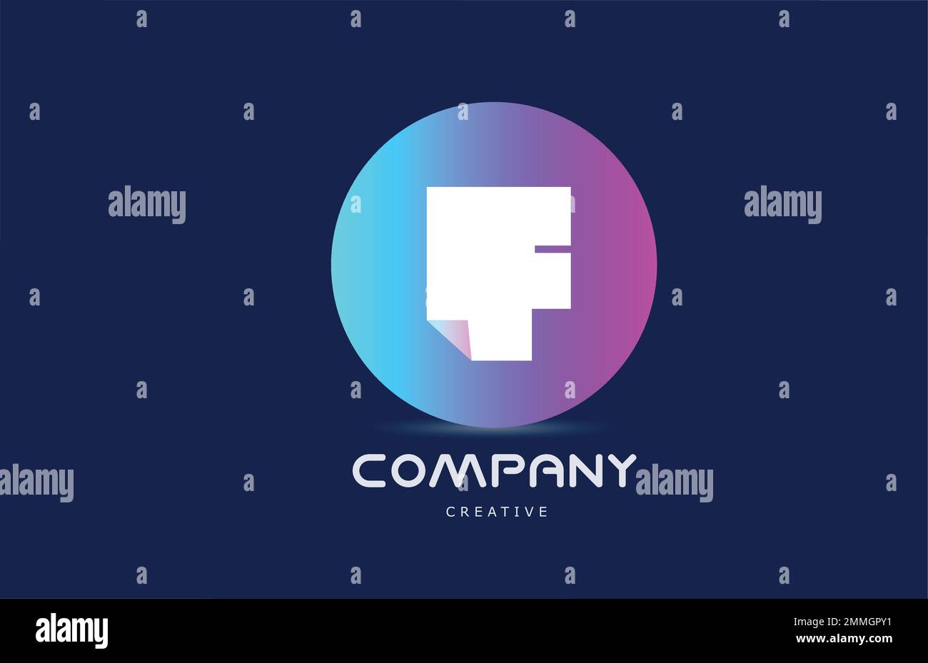 pink blue F geometric alphabet letter logo icon design with folded ...