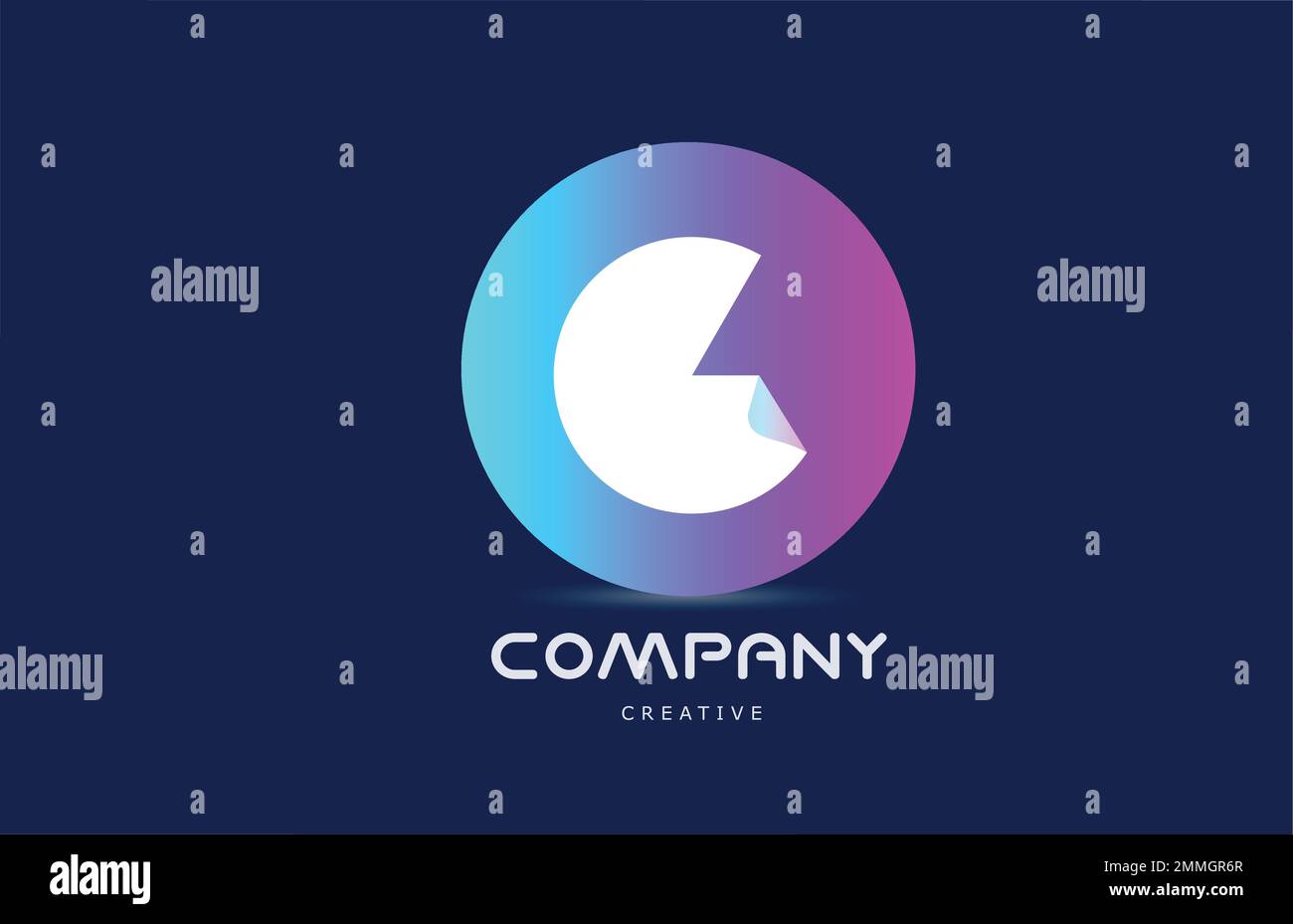 pink blue G geometric alphabet letter logo icon design with folded ...