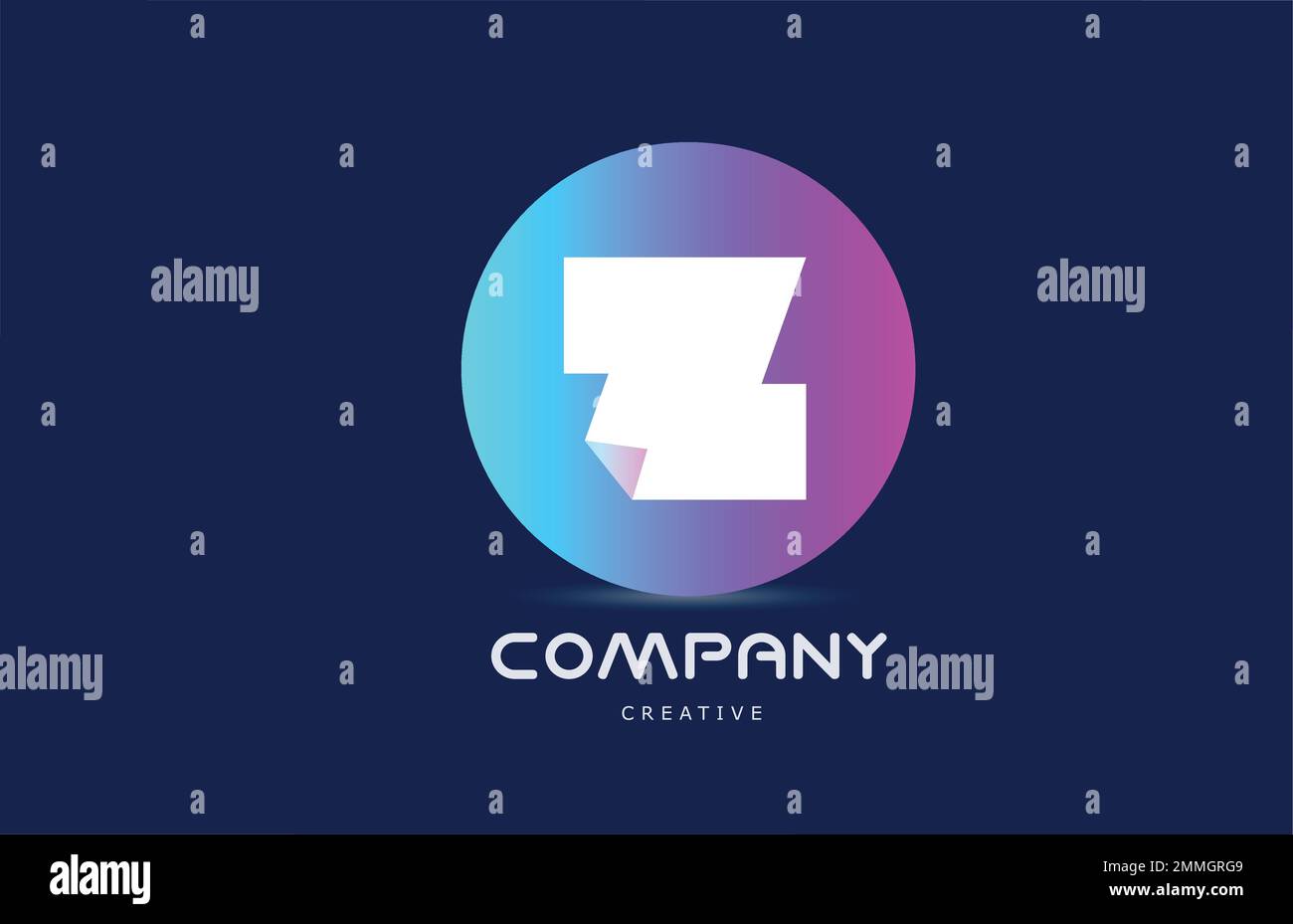 pink blue Z geometric alphabet letter logo icon design with folded ...