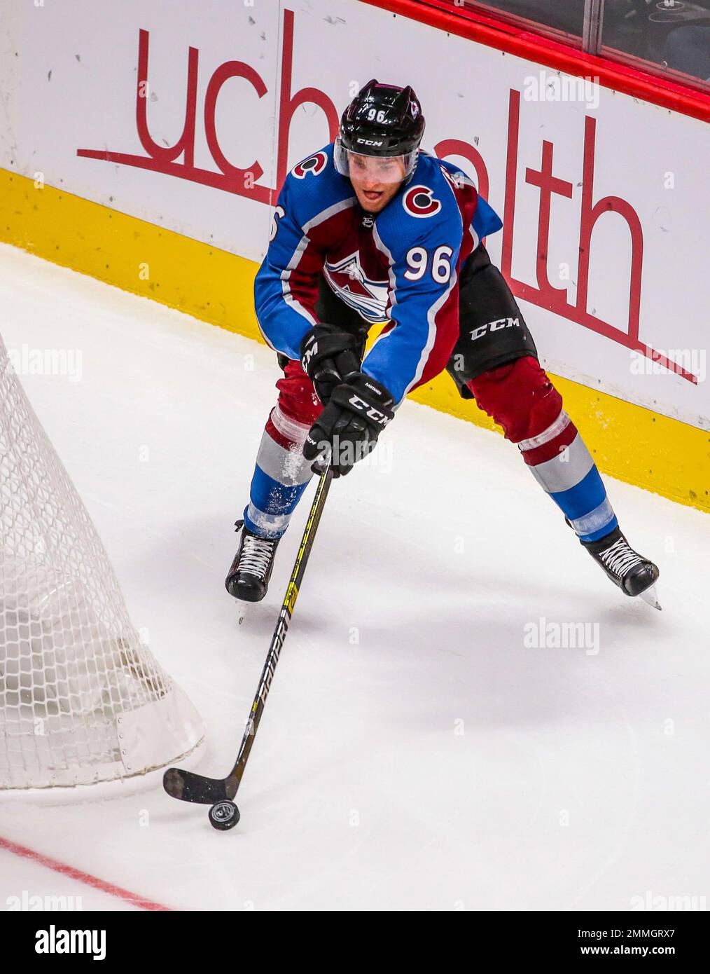 Colorado Avalanche right wing Mikko Rantanen (96) skates against the ...