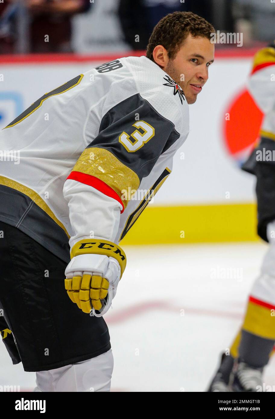 Vegas Golden Knights defenseman Brayden McNabb (3) skates during warm ...