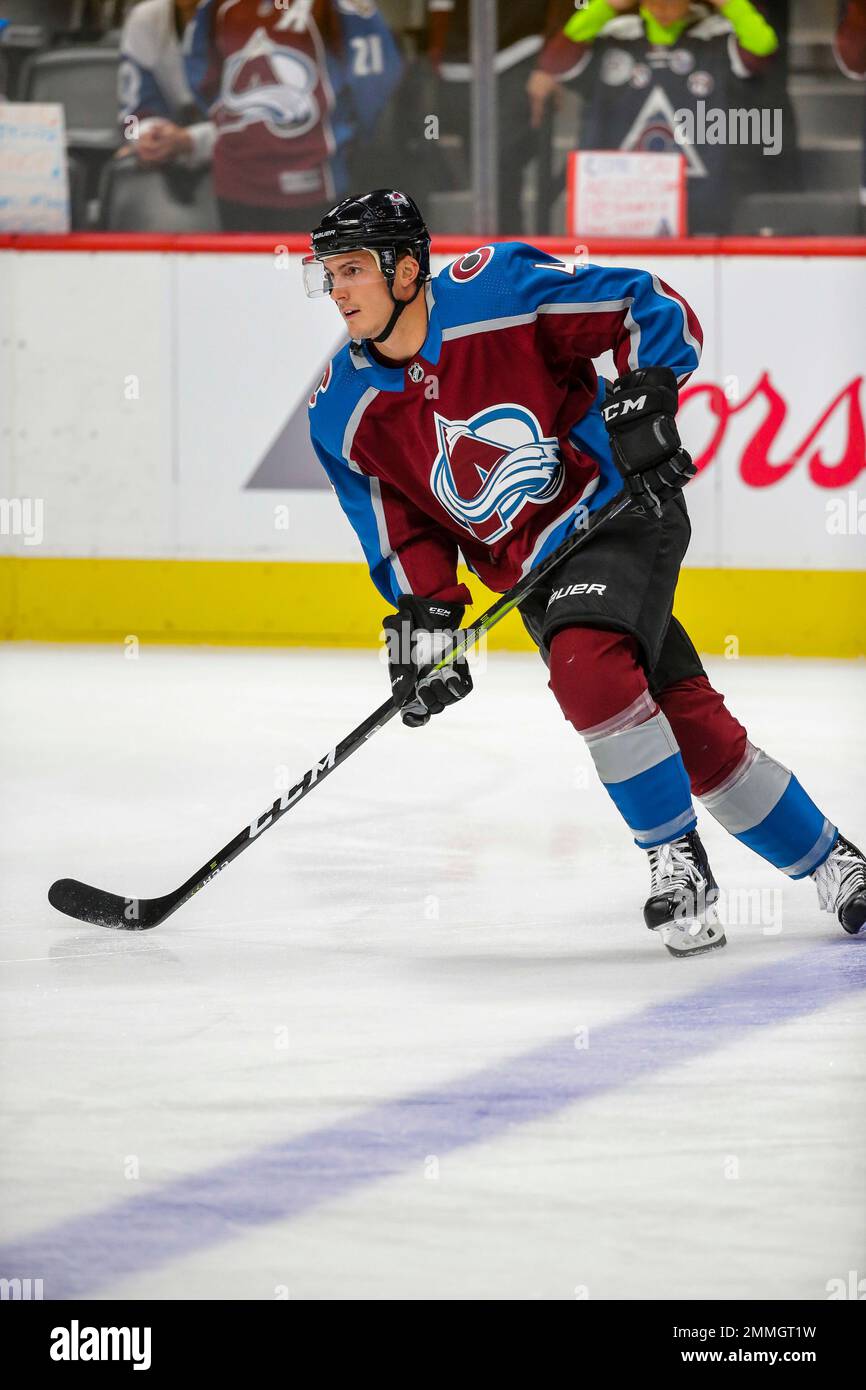 Colorado Avalanche defenseman Tyson Barrie (4) skates during warm-ups ...