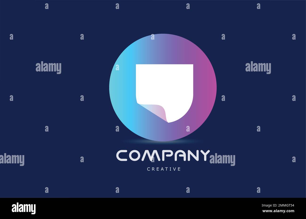 pink blue U geometric alphabet letter logo icon design with folded ...