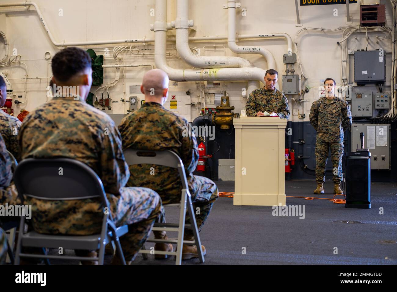 The Master of Ceremony leads Marines in beginning the Corporals Course ...