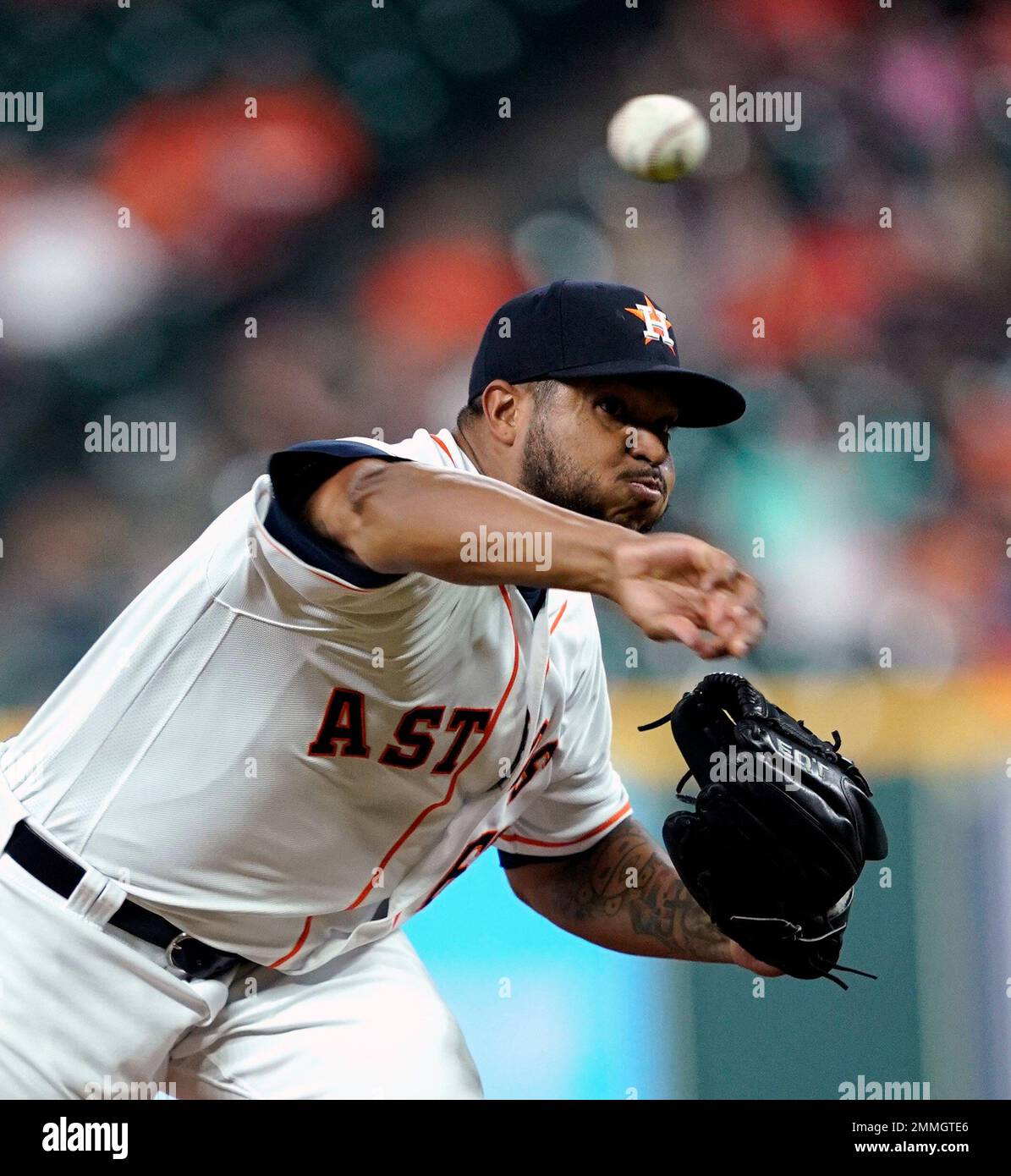 Houston Astros starting pitcher Josh James throws against the Seattle ...