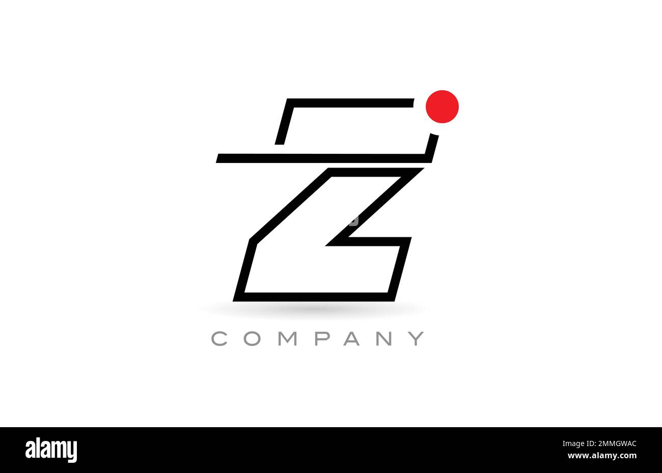 Simple Z alphabet letter logo icon design with line and red dot ...