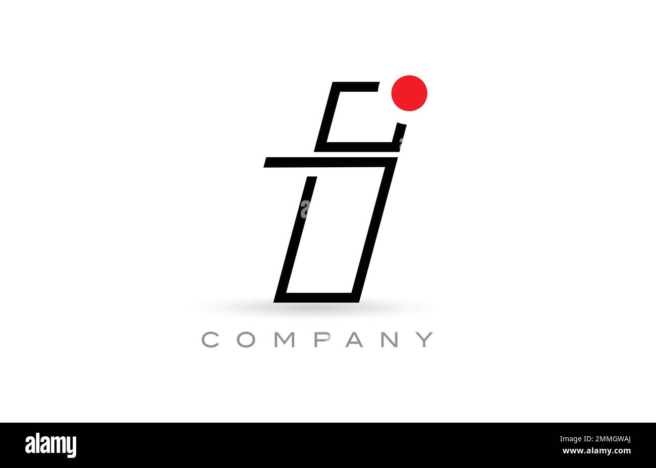Simple I alphabet letter logo icon design with line and red dot ...