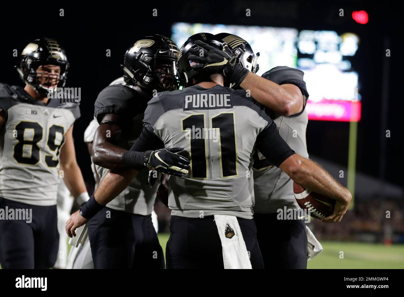 Purdue quarterback David Blough (11) celebrates a touchdown against ...