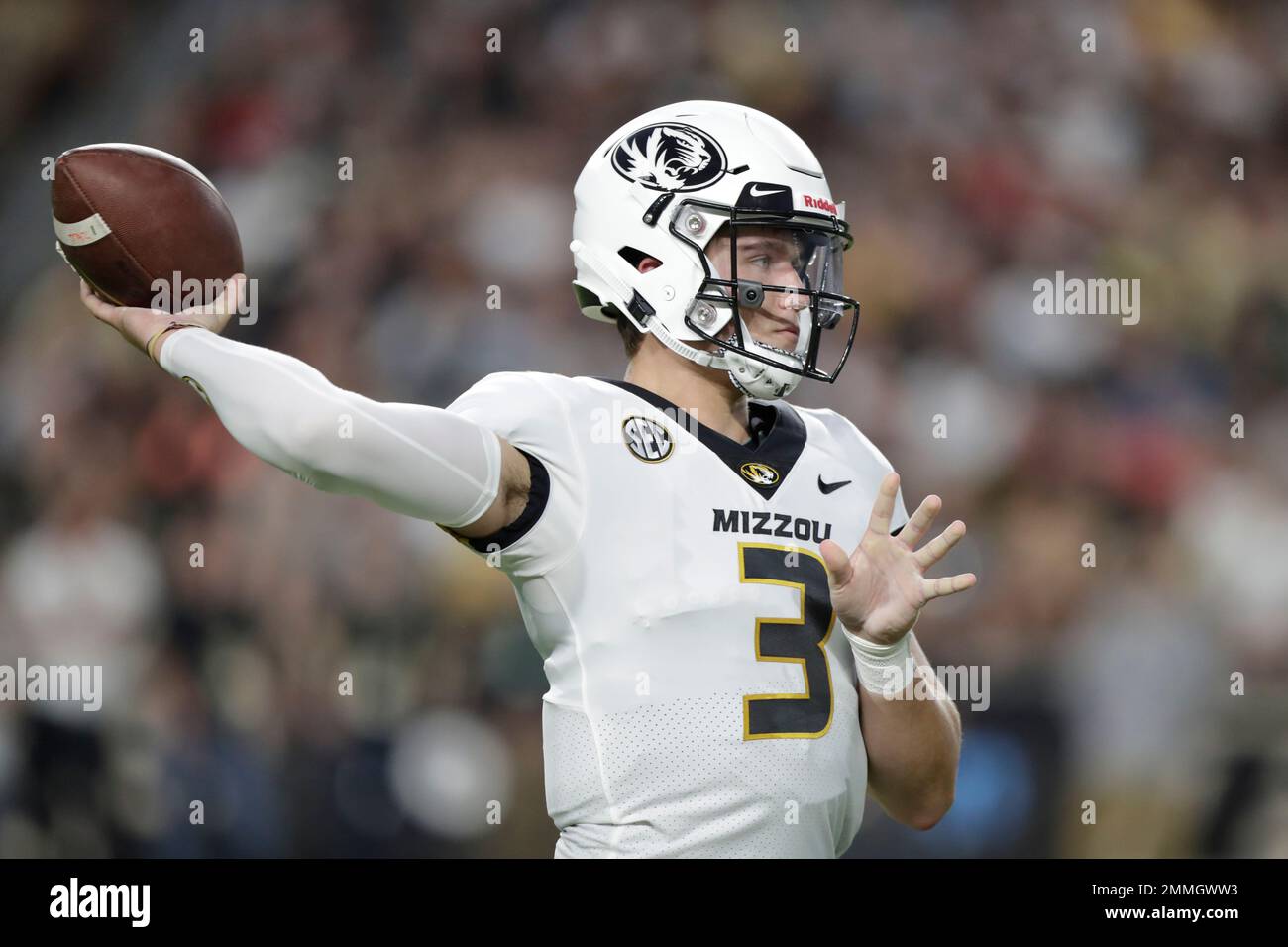 Missouri quarterback Drew Lock (3) throws against Purdue during the ...