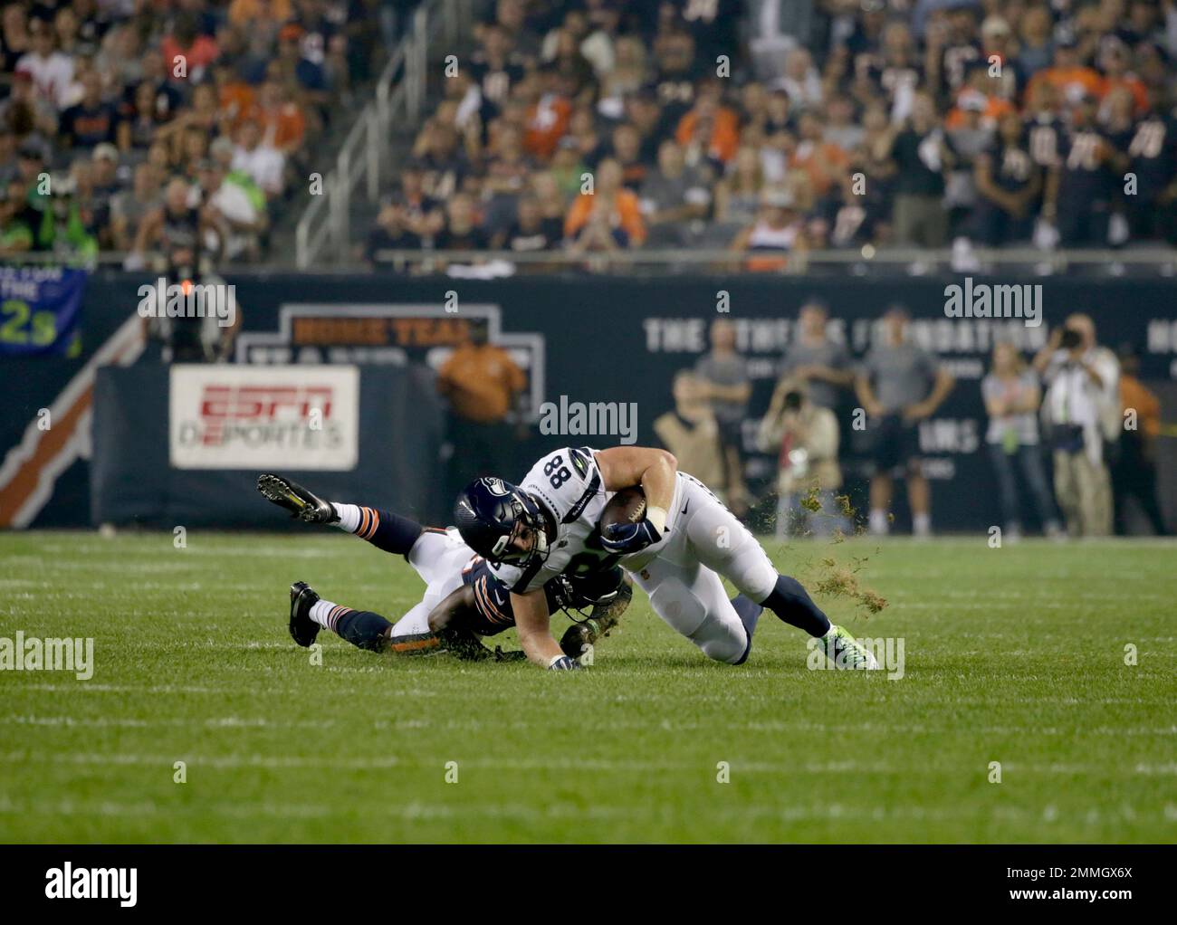 Chicago Bears defensive back Adrian Amos (38) tackles Seattle Seahawks ...