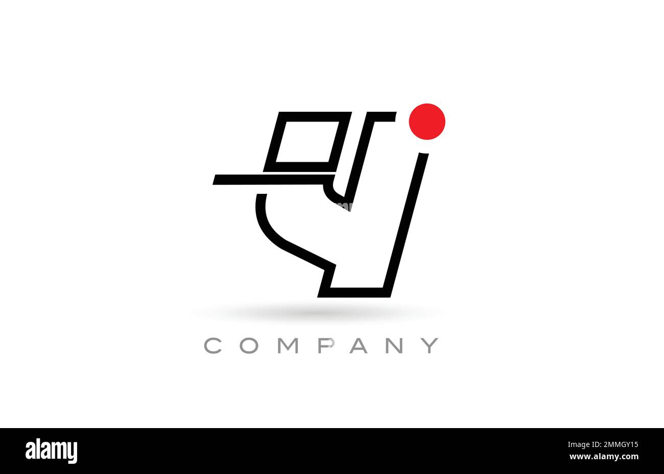 Simple Y alphabet letter logo icon design with line and red dot ...