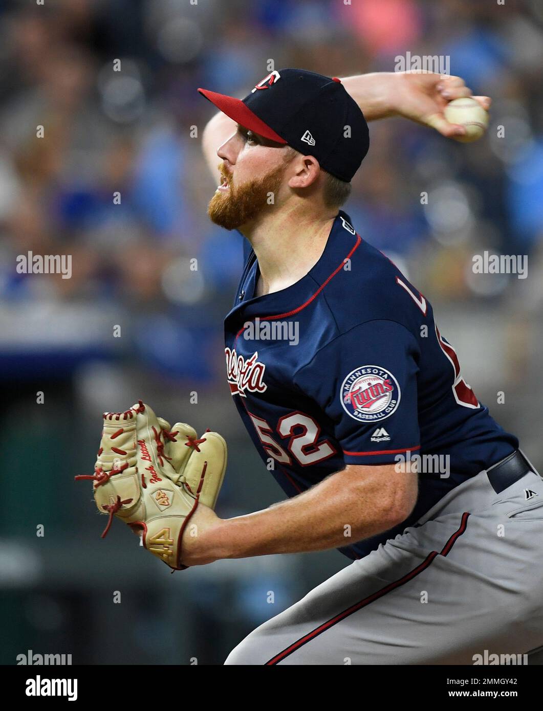Minnesota Twins starting pitcher Zack Littell throws against the Kansas ...