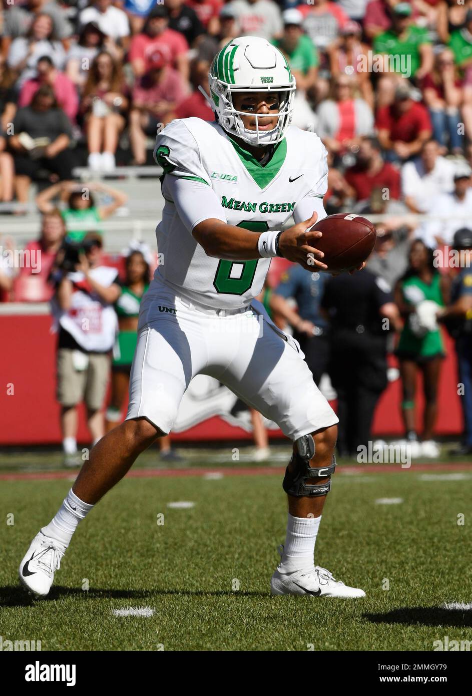 North Texas quarterback Mason Fine drops back to pass against Arkansas ...