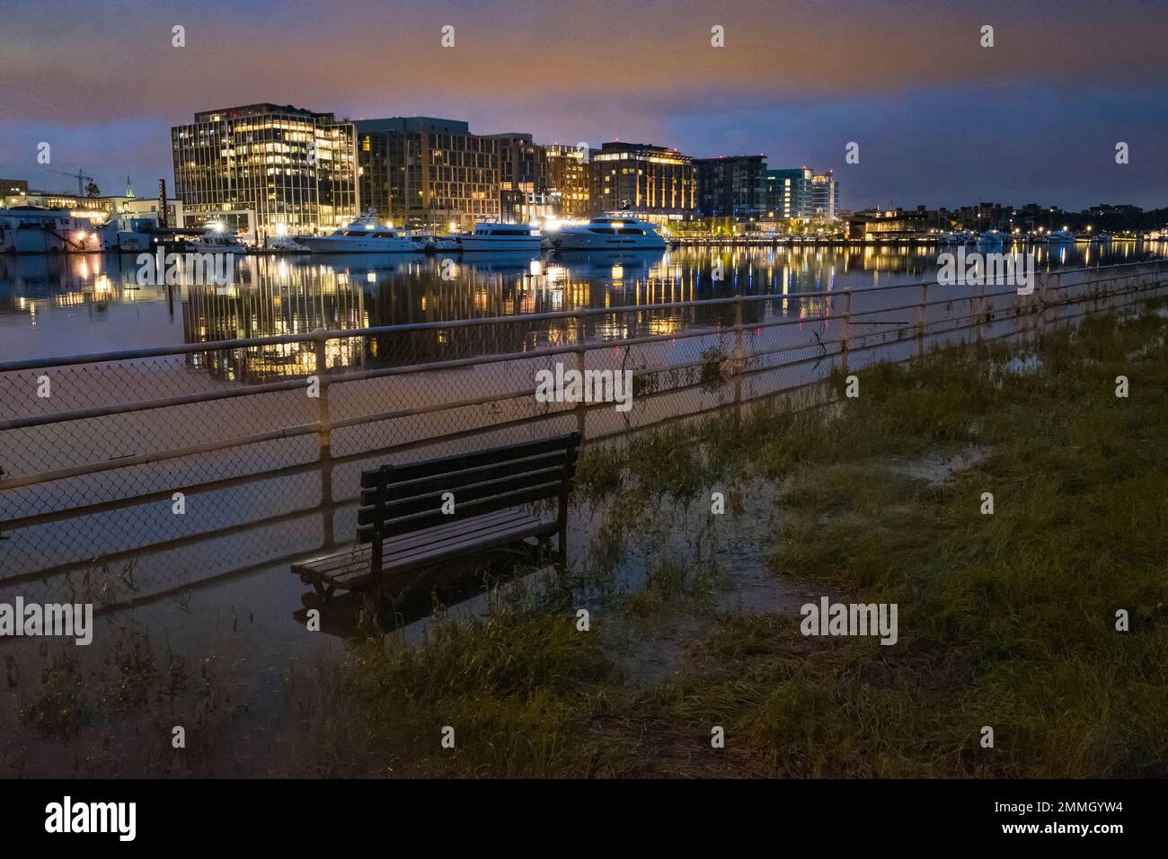 The Washington Channel overflows it's banks early in the morning near ...