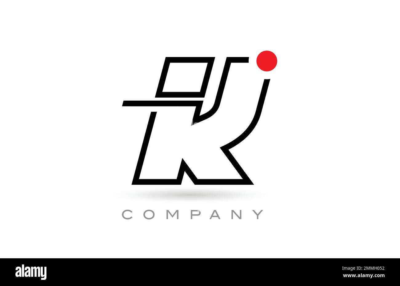 Simple K alphabet letter logo icon design with line and red dot ...