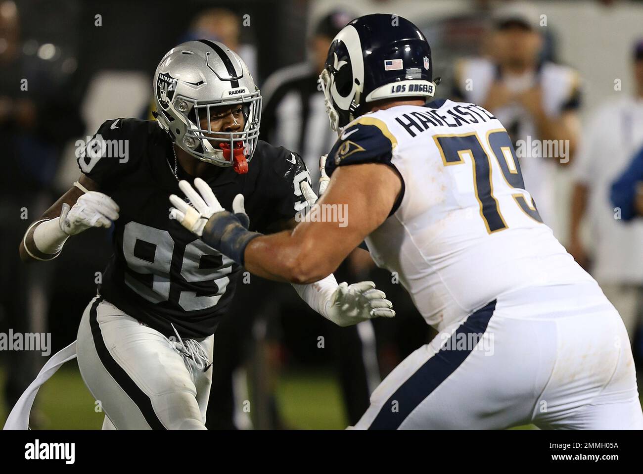 Oakland Raiders defensive end Arden Key rushes the quarterback during ...