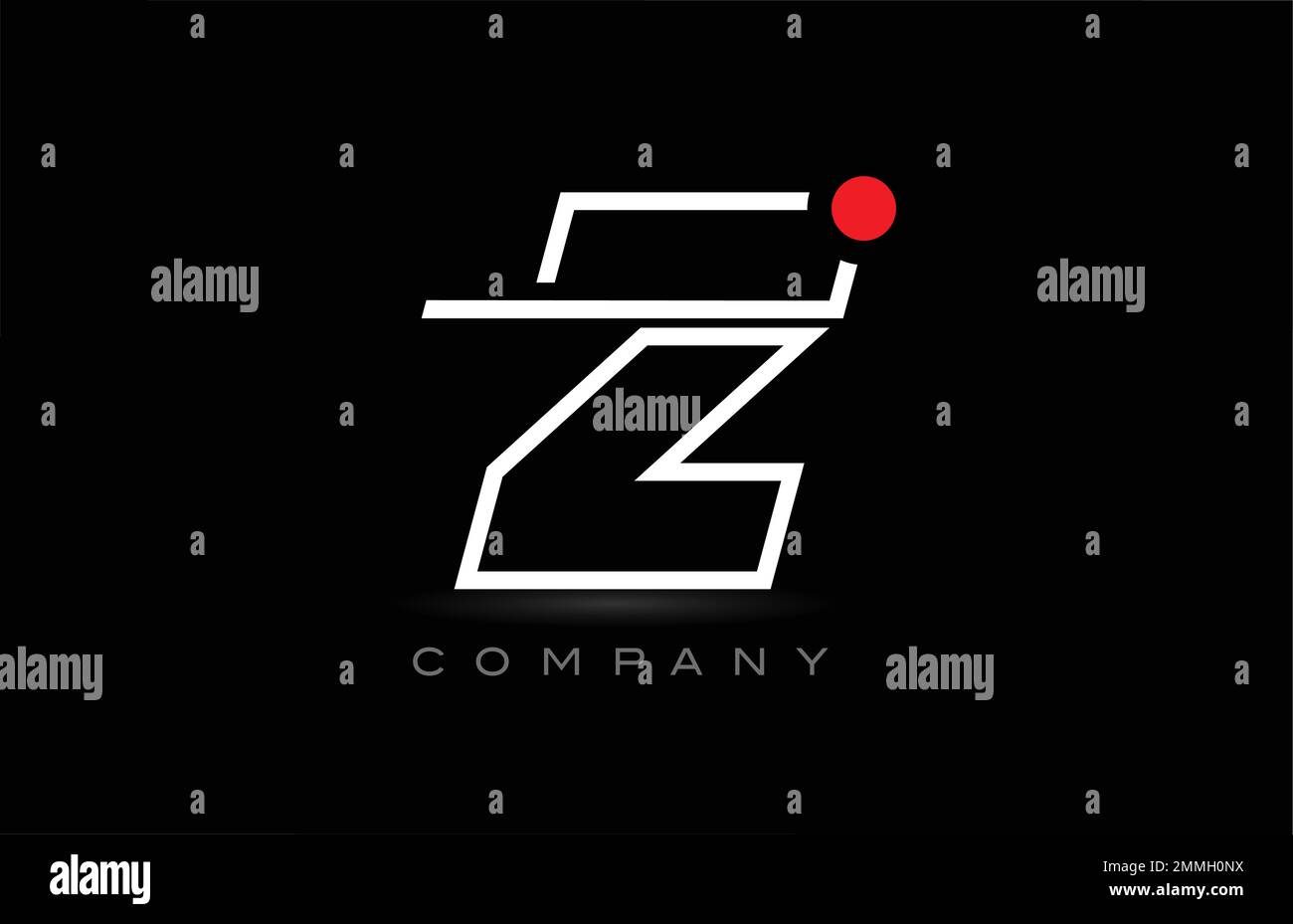 red dot Z alphabet letter logo icon design on black background ...