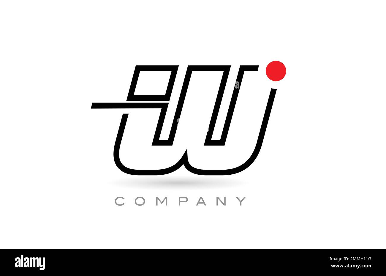 Simple W alphabet letter logo icon design with line and red dot ...
