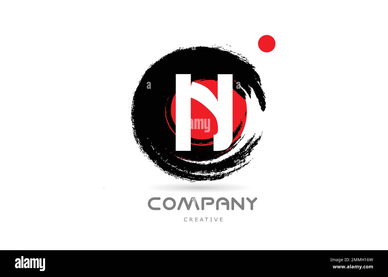 grunge N alphabet letter logo icon design with japanese style lettering. Creative template for ...