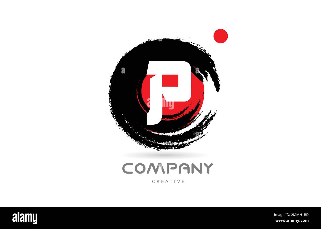 grunge P alphabet letter logo icon design with japanese style lettering ...