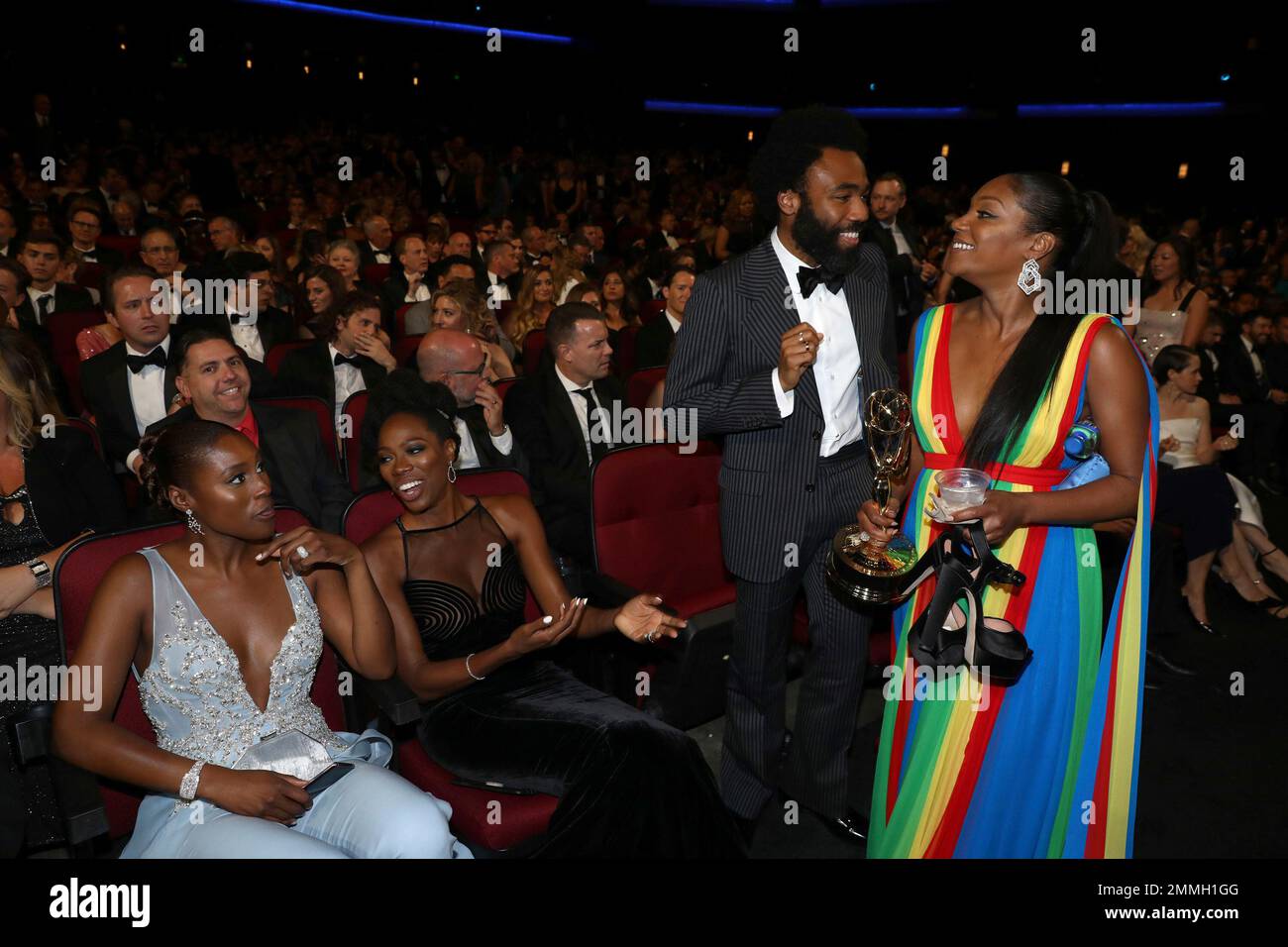 Issa Rae, from left, Yvonne Orji, Donald Glover, and Tiffany Haddish ...