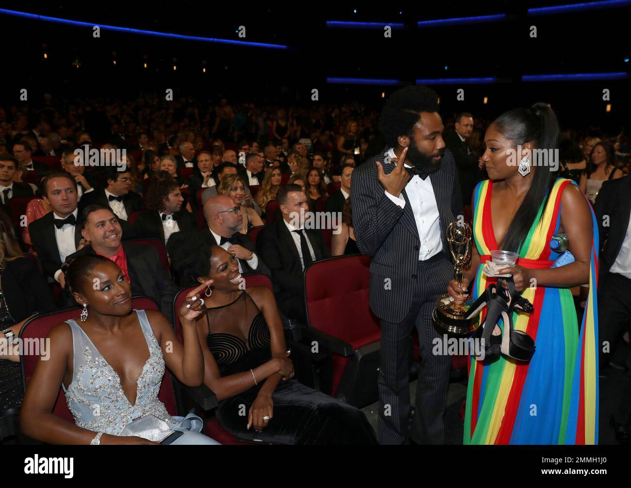 Issa Rae, from left, Yvonne Orji, Donald Glover, and Tiffany Haddish ...