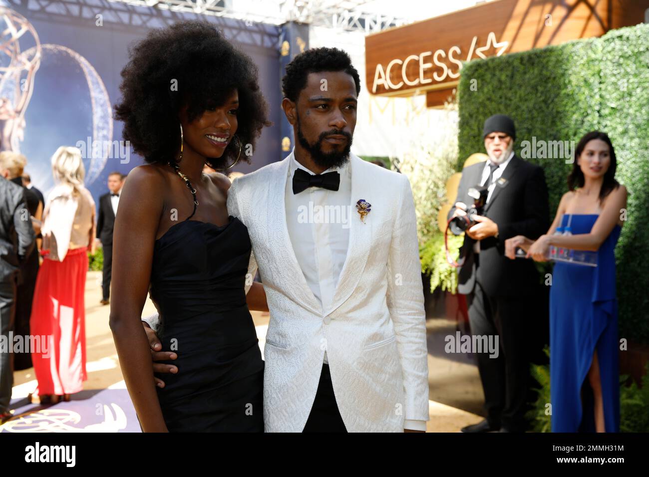Xosha Roquemore, left, and Lakeith Stanfield arrive at the 70th ...