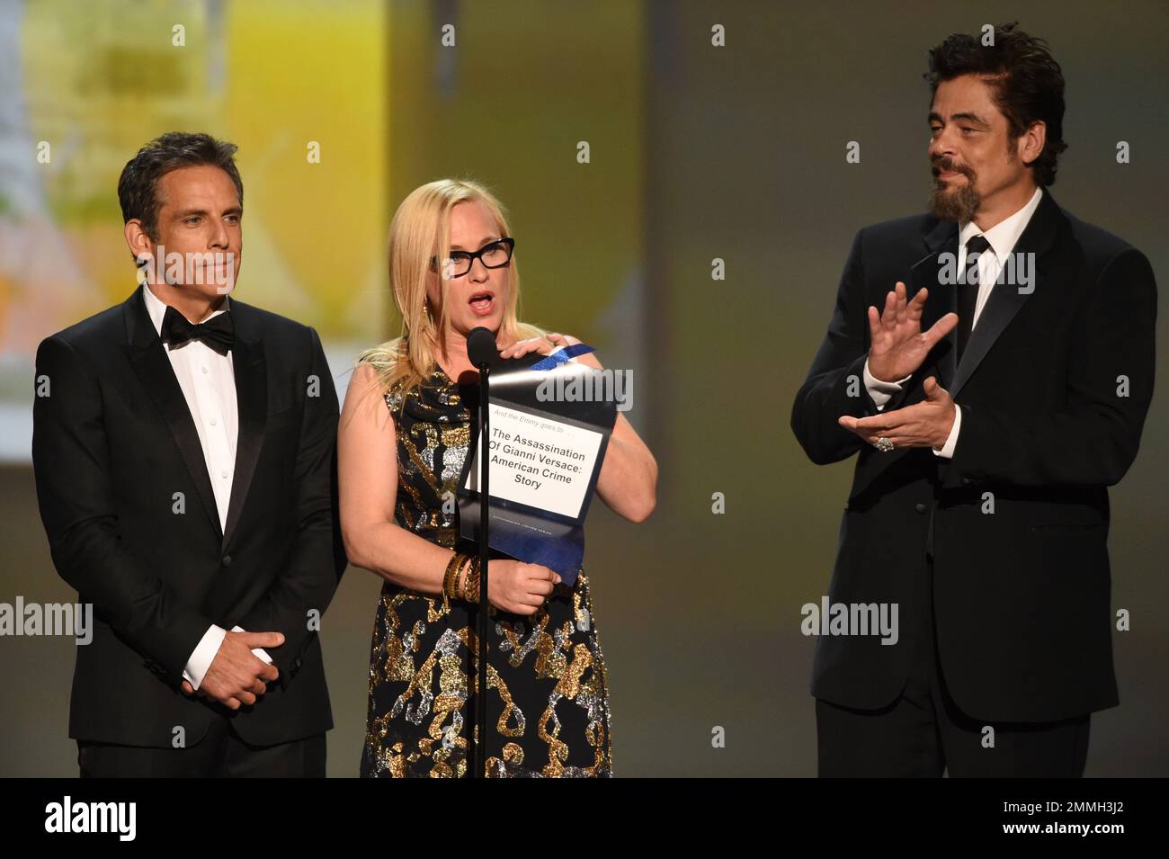 Ben Stiller, from left, Patricia Arquette and Benicio del Toro present ...