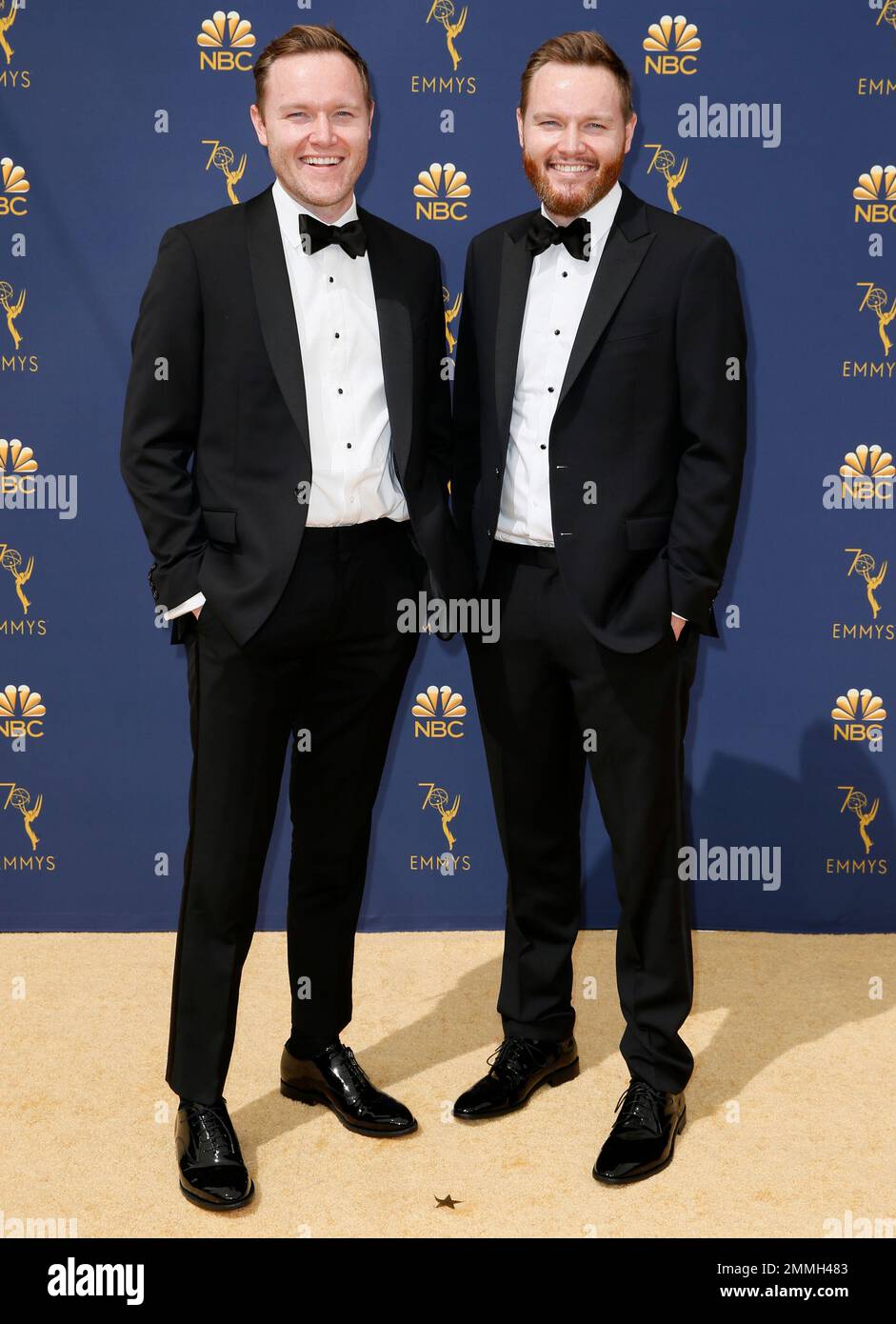 Matthew McManus, left, and Kevin McManus arrive at the 70th Primetime ...