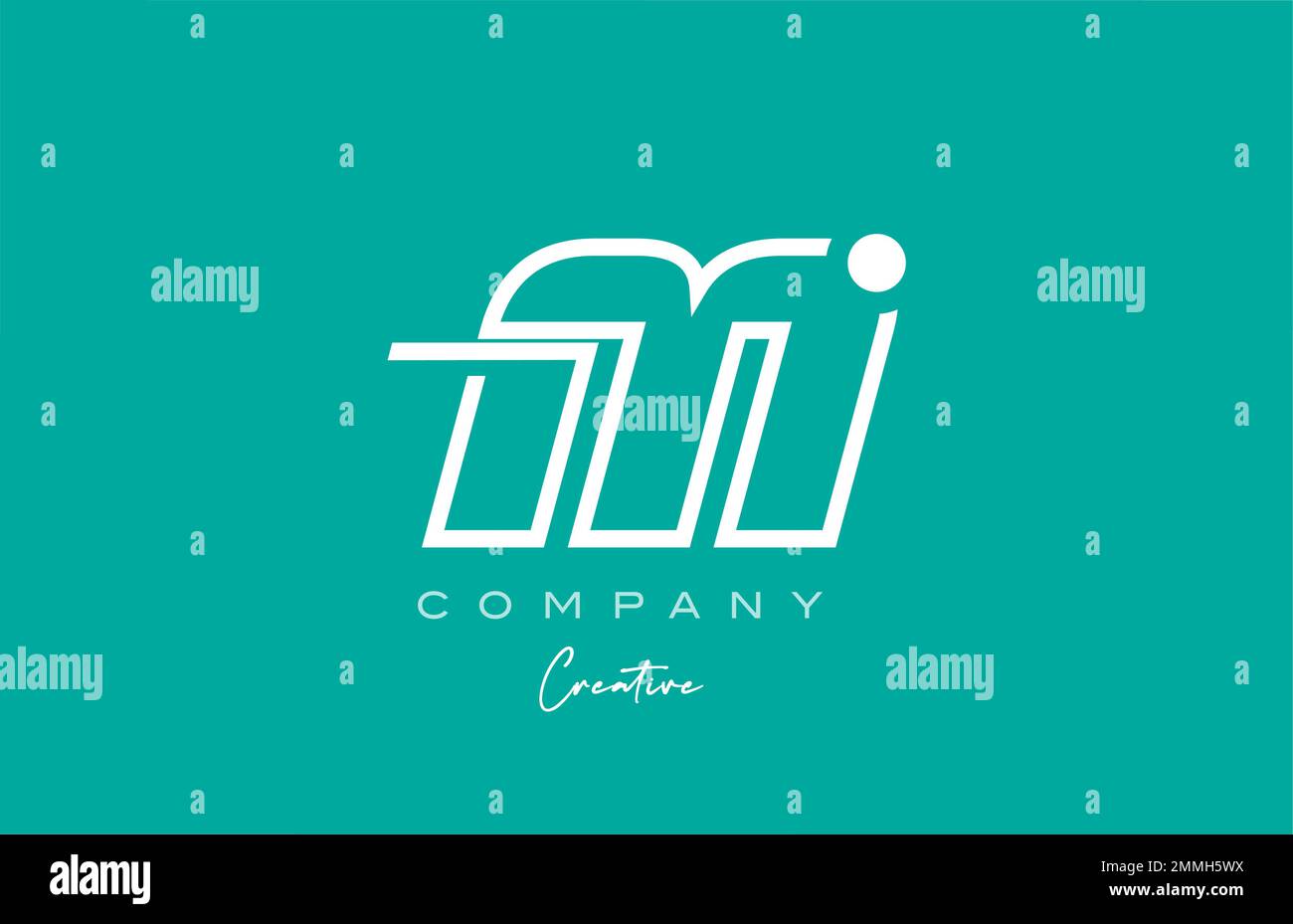 green M alphabet letter logo icon design with pastel background ...
