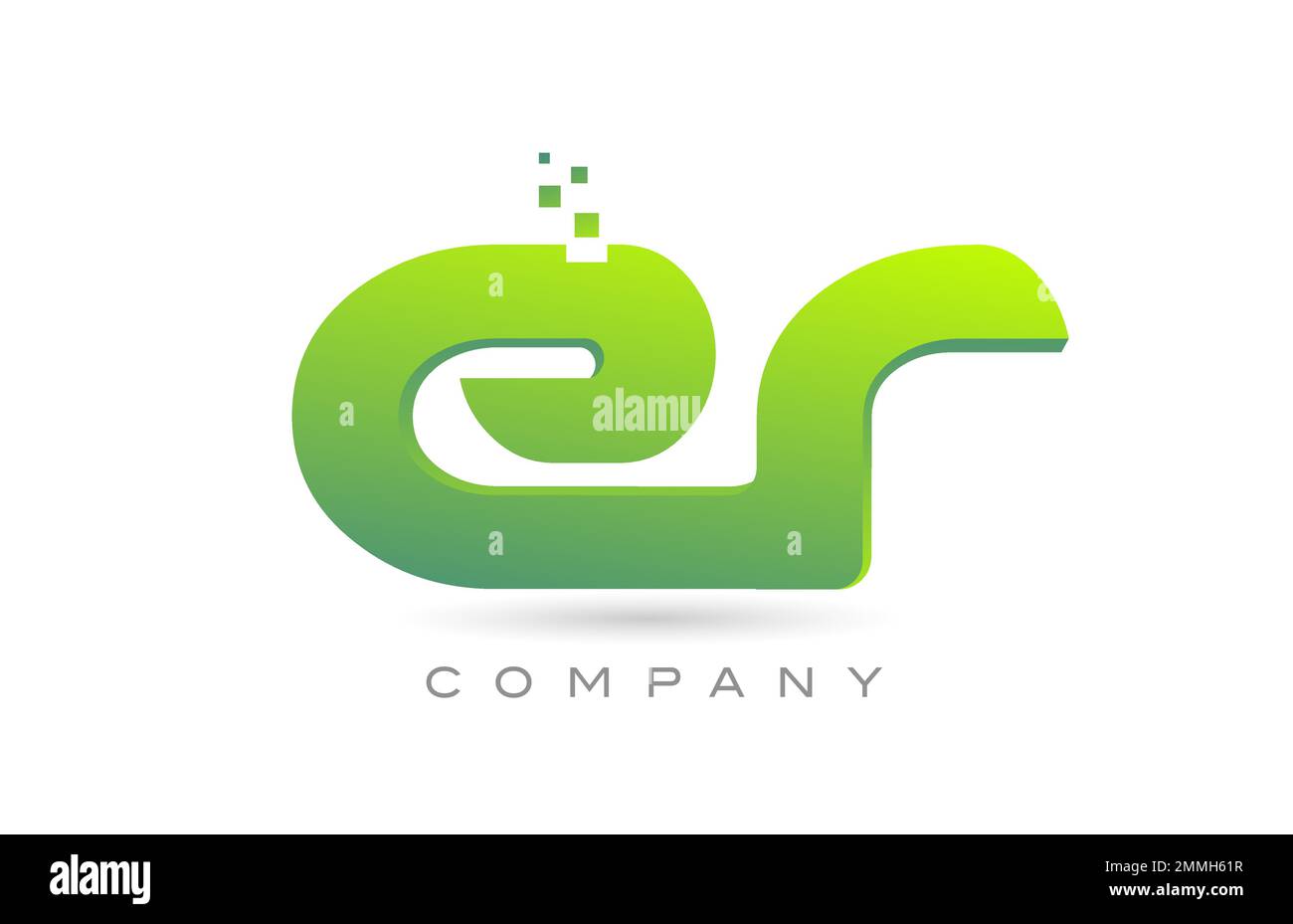 joined ER alphabet letter logo icon combination design with dots and ...