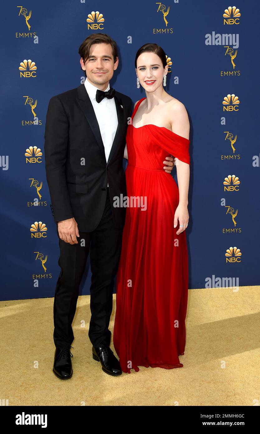 Jason Ralph and Rachel Brosnahan arrive at the 70th Primetime Emmy ...