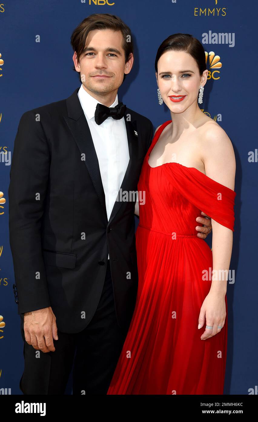 Jason Ralph and Rachel Brosnahan arrive at the 70th Primetime Emmy ...