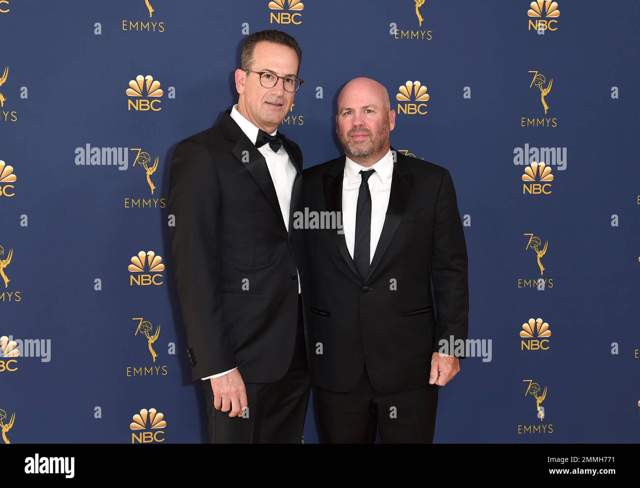 Darryl Frank, left, and Justin Falvey arrive at the 70th Primetime Emmy ...