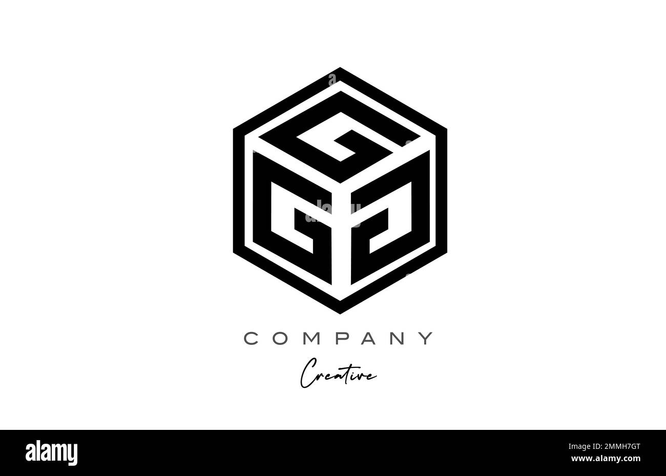 three letter cube G alphabet letter logo icon design with polygon ...