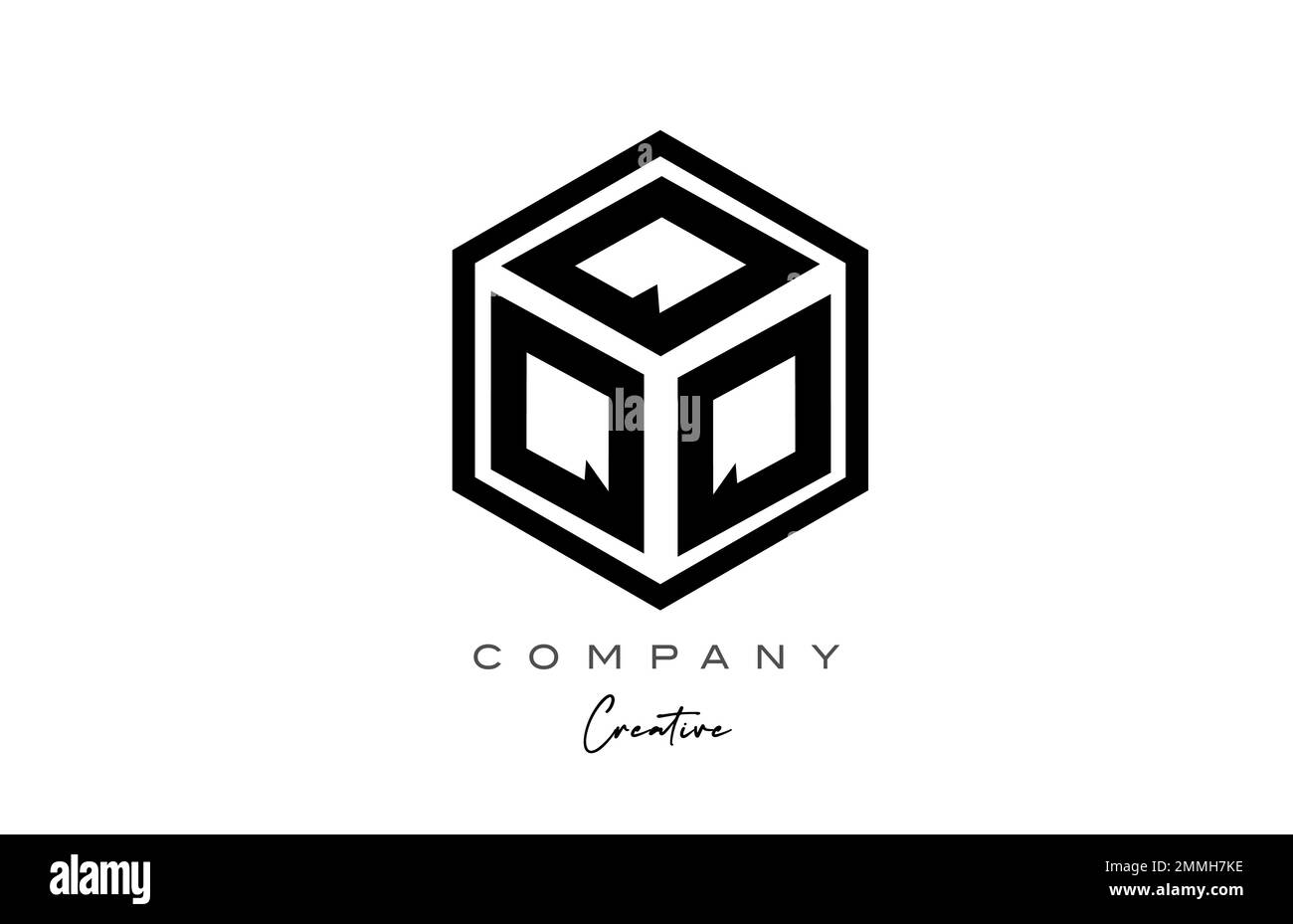 three letter cube Q alphabet letter logo icon design with polygon ...