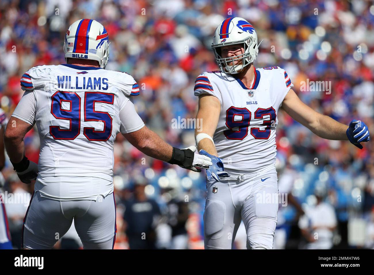 Buffalo Bills defensive end Trent Murphy (93) celebrates a play with ...