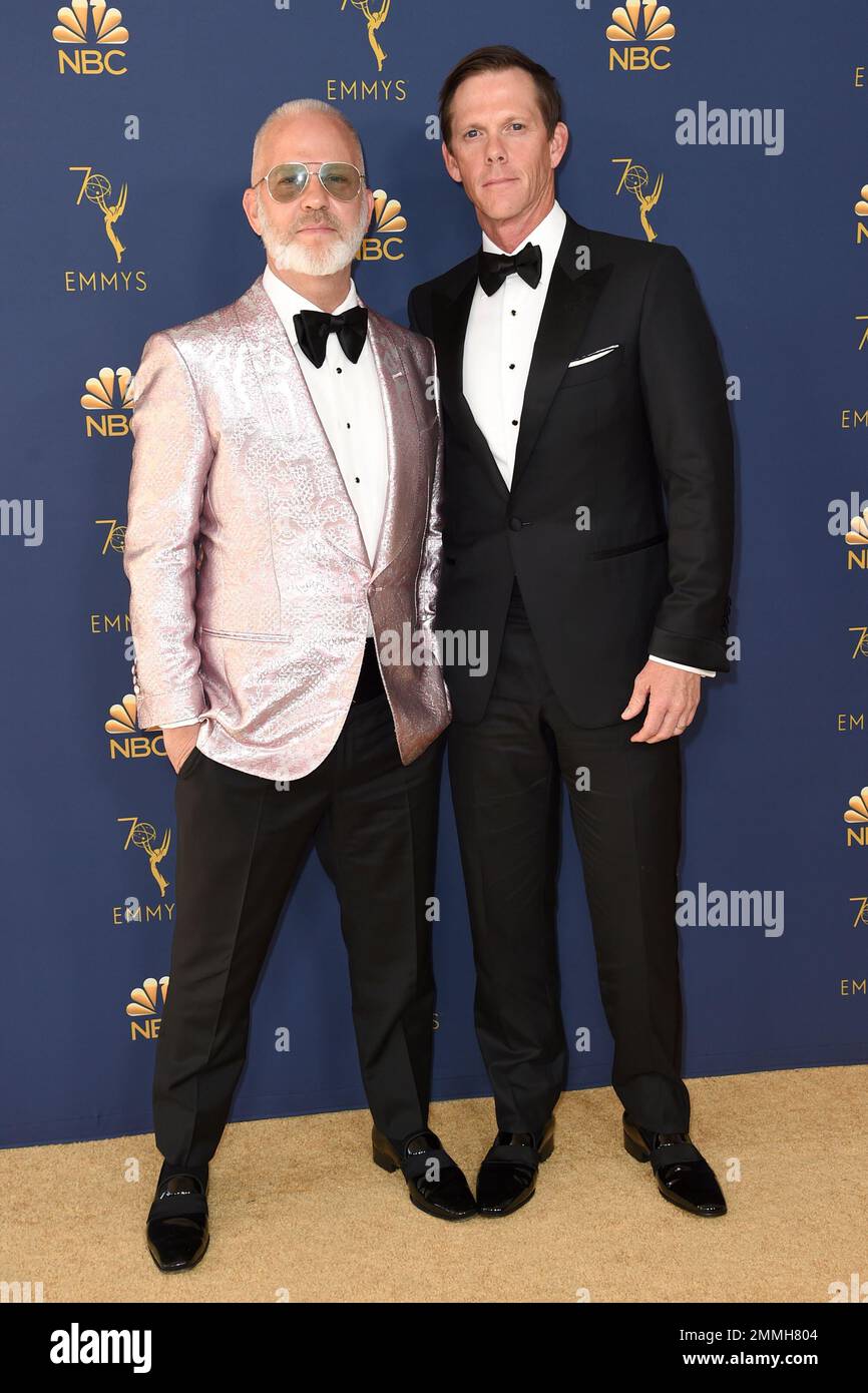Ryan Murphy, left, and David Miller arrive at the 70th Primetime Emmy ...