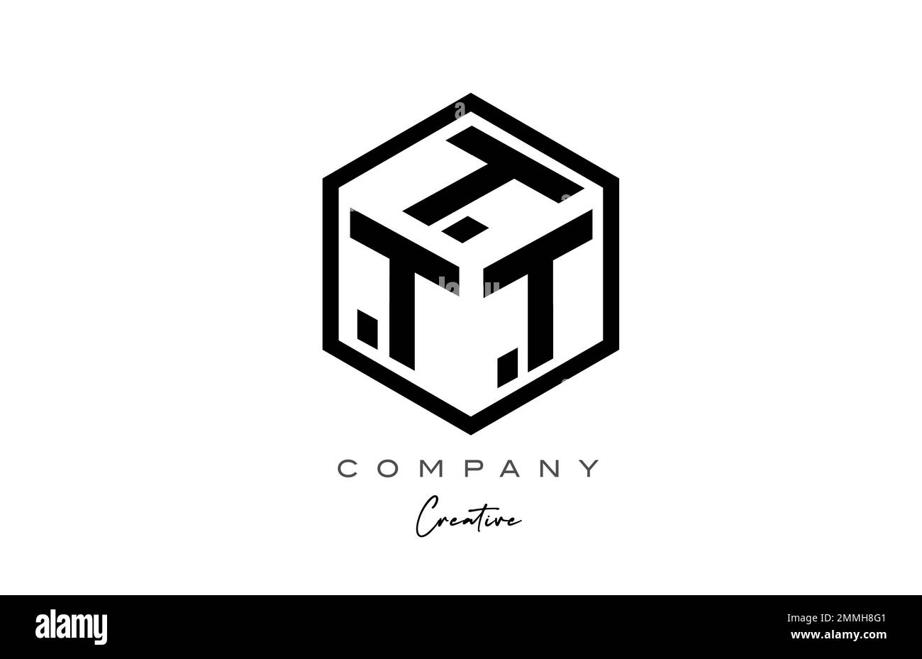 three letter cube T alphabet letter logo icon design with polygon ...