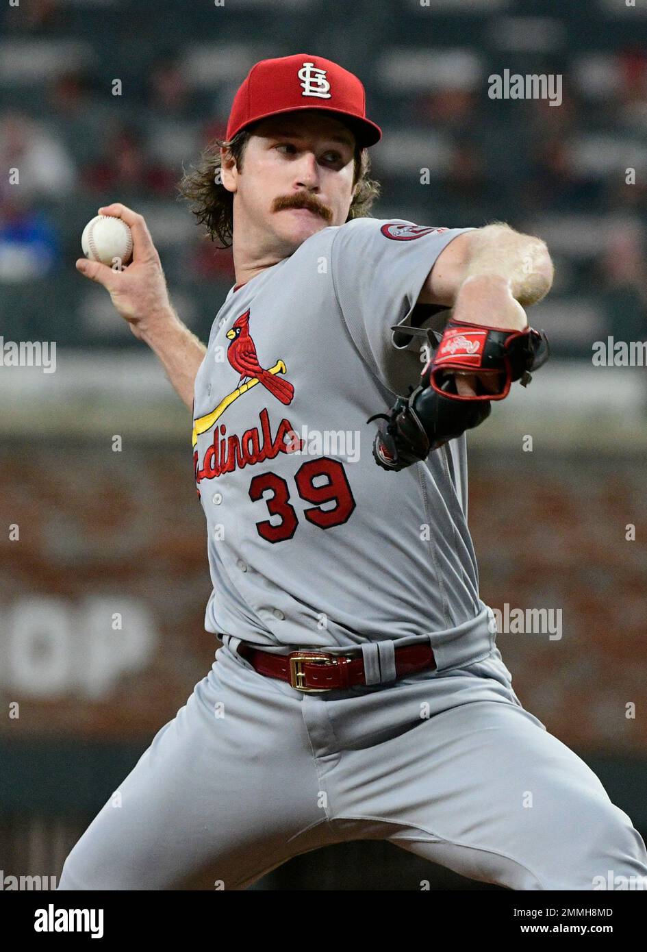 St. Louis Cardinals' Miles Mikolas pitches against the Atlanta Braves ...