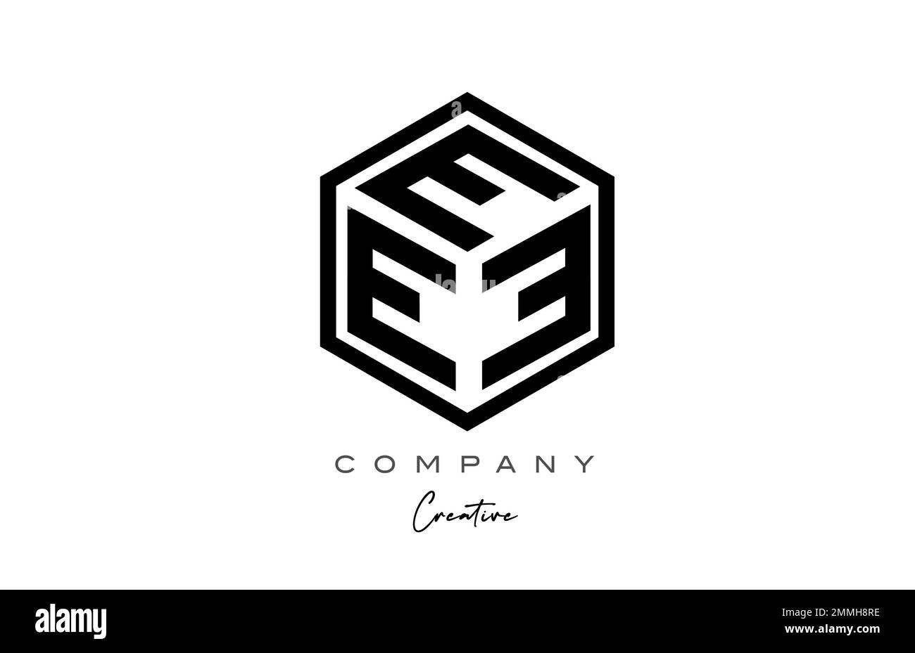 three letter cube E alphabet letter logo icon design with polygon ...