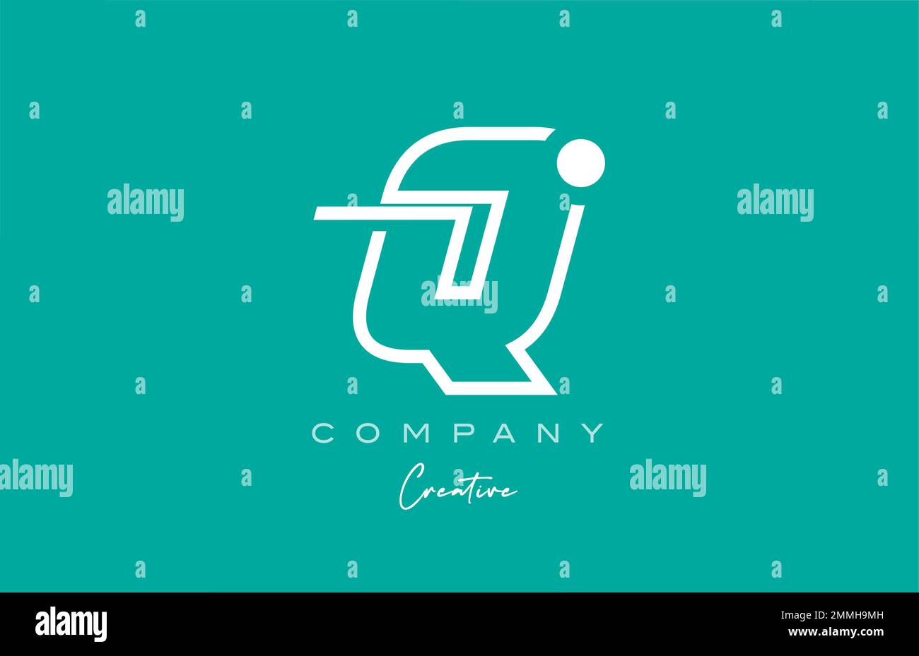 green Q alphabet letter logo icon design with pastel background ...