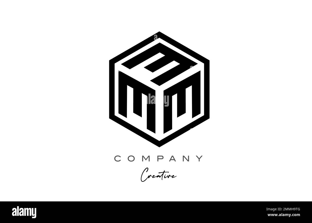 three letter cube M alphabet letter logo icon design with polygon ...