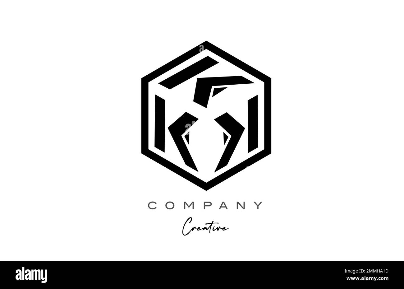 three letter cube K alphabet letter logo icon design with polygon ...