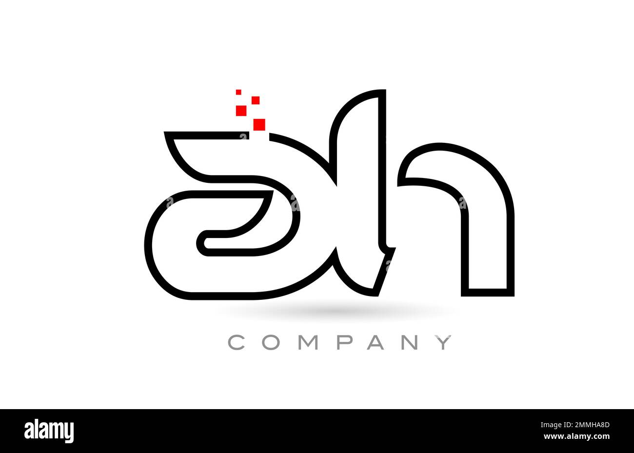 AH connected alphabet letter logo icon combination design with dots and ...